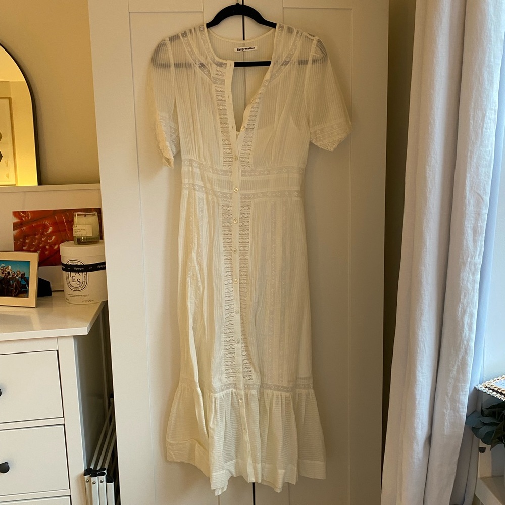 Reformation White Linen Crochet Dress - Similar To St… - Gem
